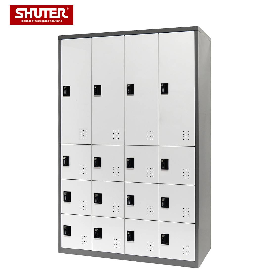 FC-M416 四排16格密碼鎖置物櫃|SHUTER辦公文具|樹德企業-熱銷70多國的50年台灣製高效率提升關鍵